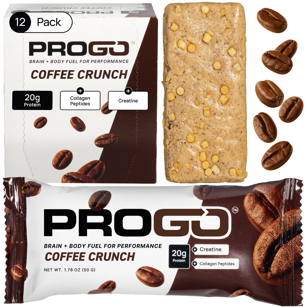 ProGo Full Body & Brain Bars (Coffee Crunch) | High Protein, 180 Calories