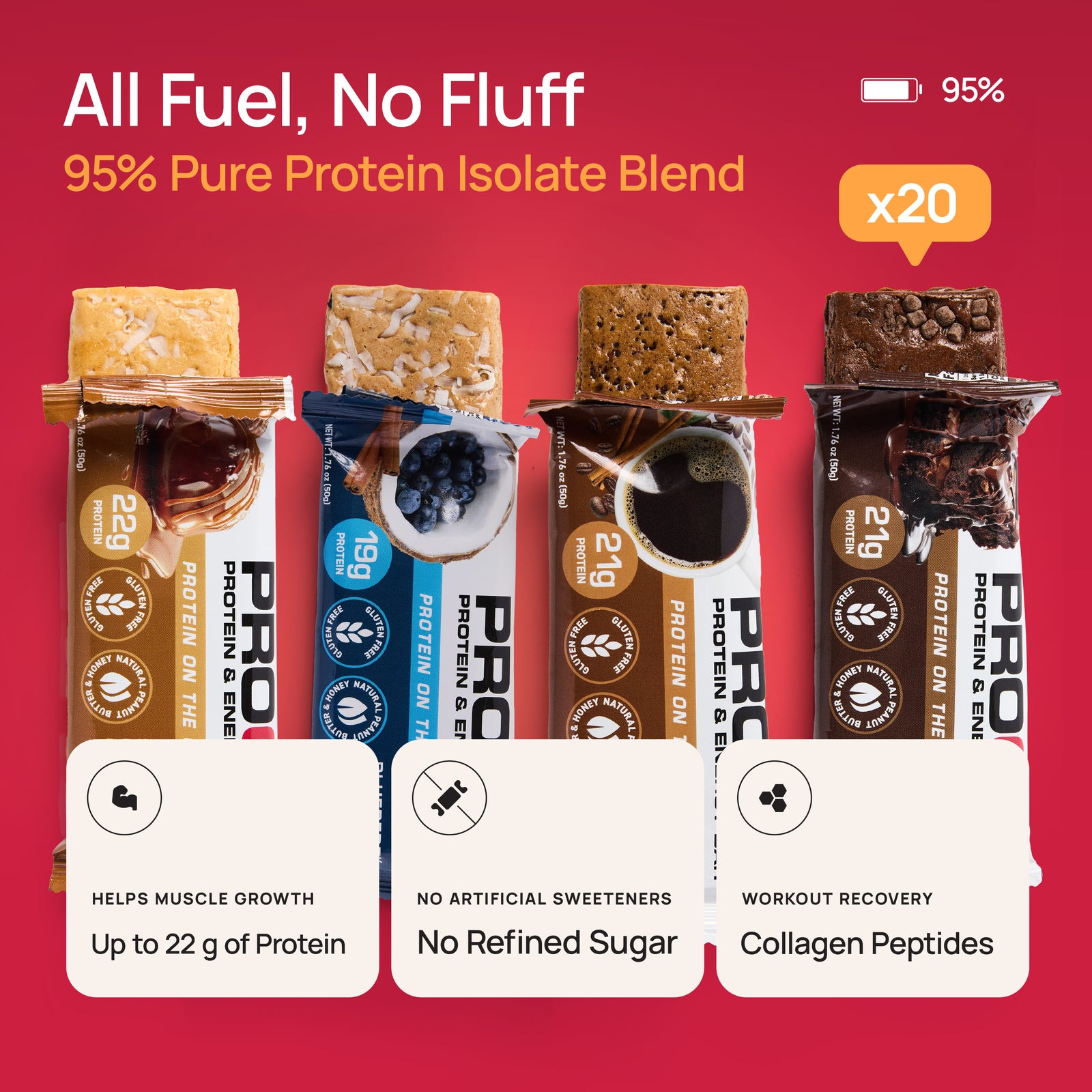 ProGo Protein Bars (Variety Pack) | Up to 22g of 95% Pure Protein ...